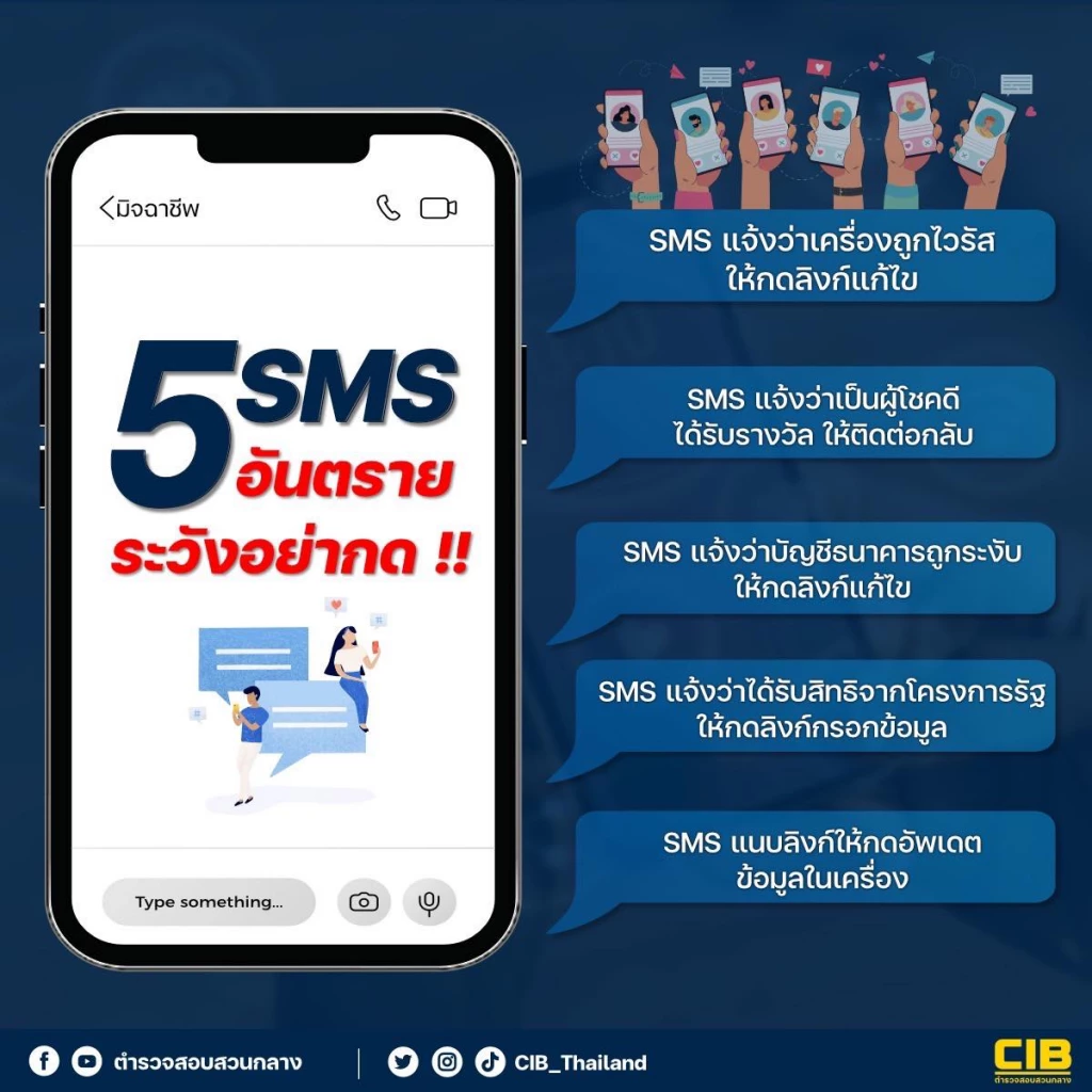 ตำรวจแฉ 5 SMS อันตราย ใครเจอแบบนี้ห้ามกดเด็ดขาด